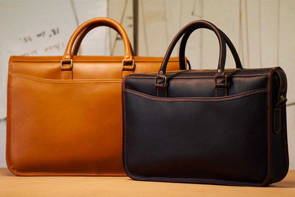 The Marston Leather Briefcase from British Maker, Tusting, in Focus