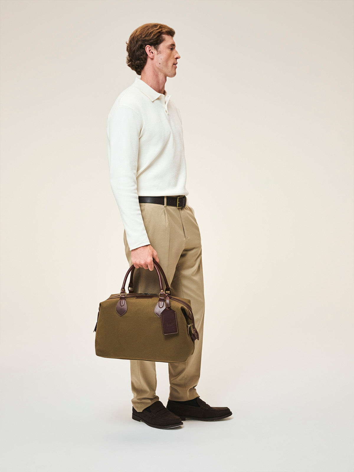 Tusting Explorer Canvas and Leather Small Travel Bag, Made in England