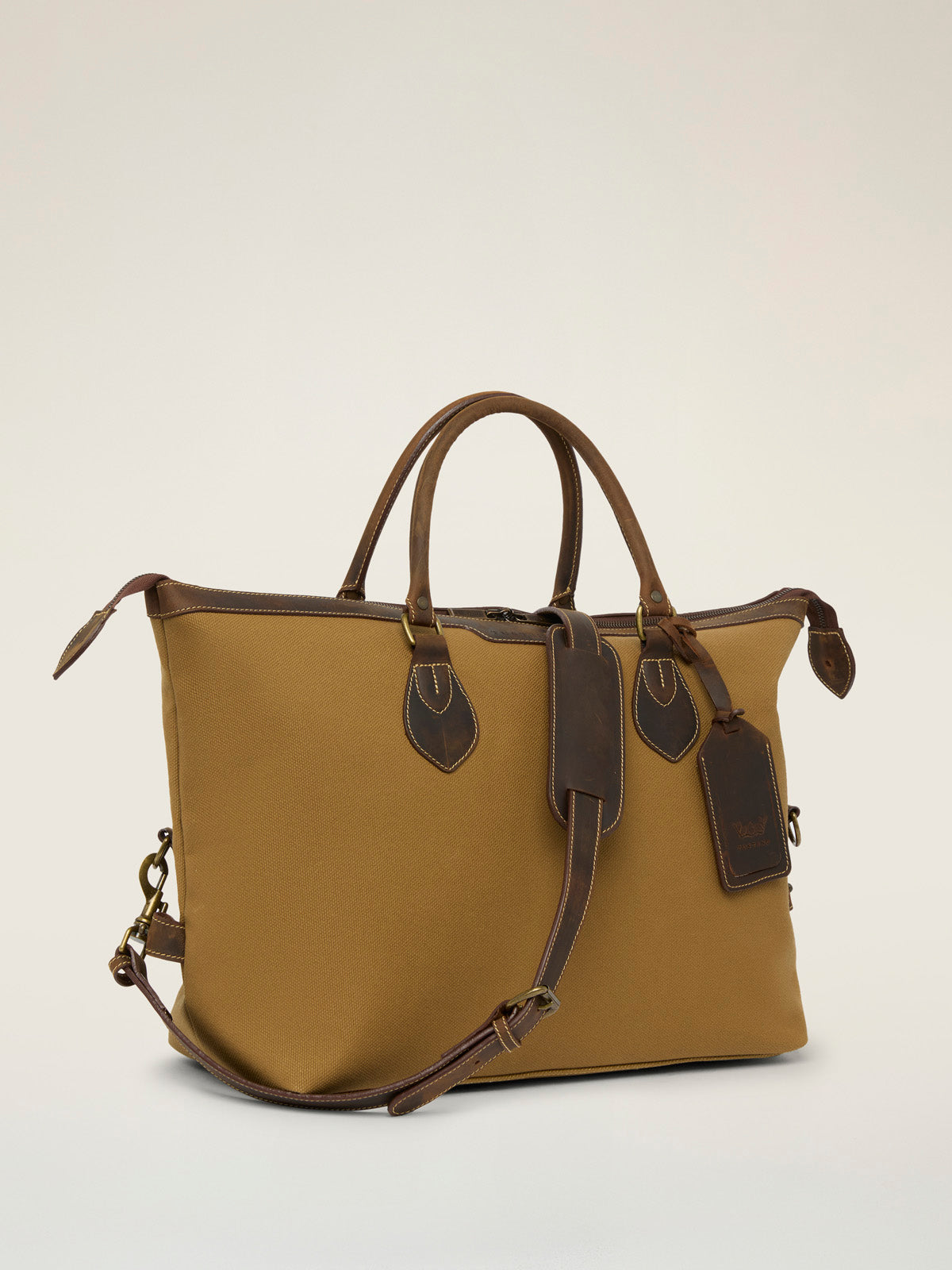 Tusting Explorer Canvas and Leather Small Travel Bag, Made in England