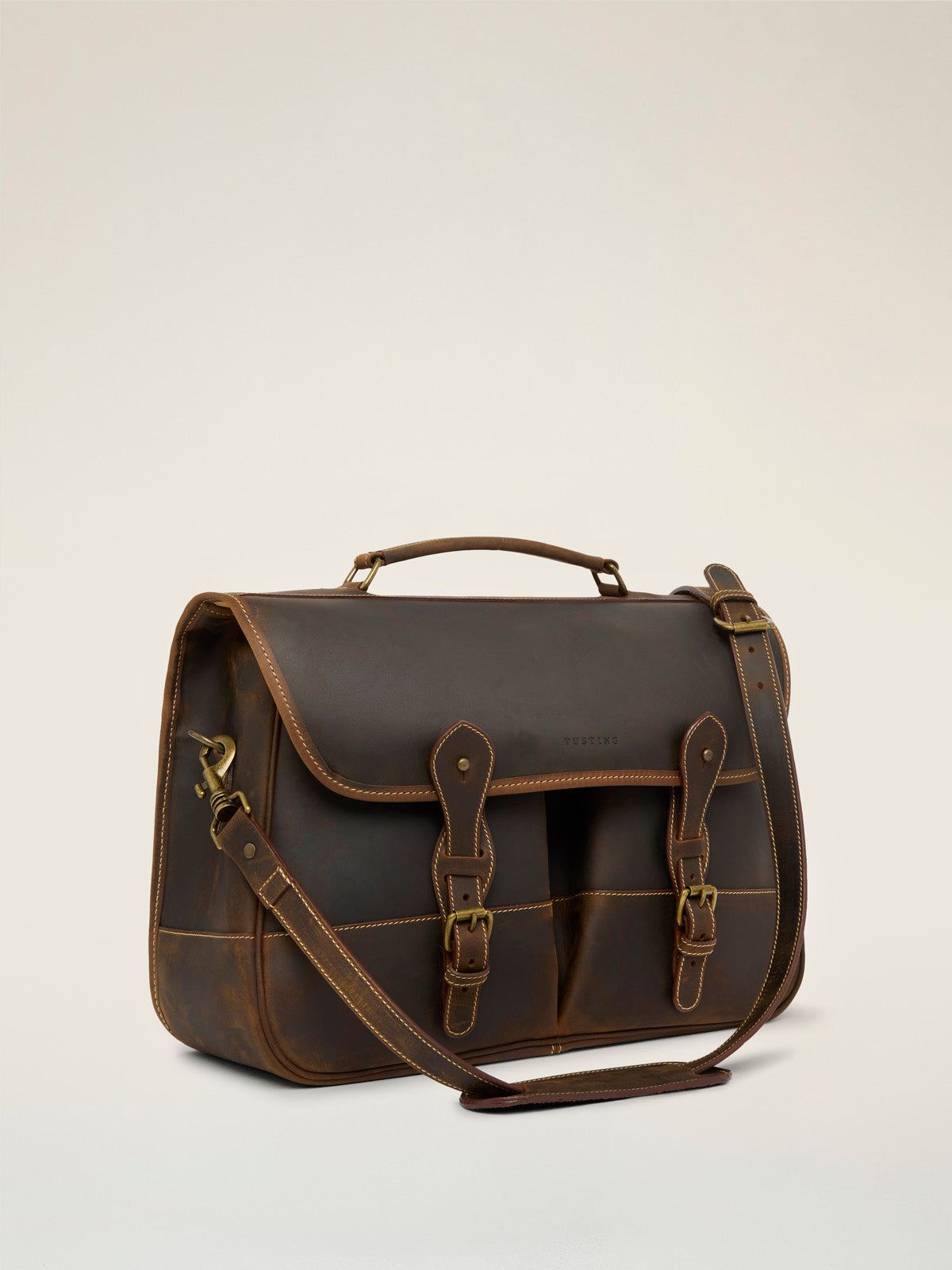 Leather Clipper - Large Leather Satchel Briefcase by Tusting
