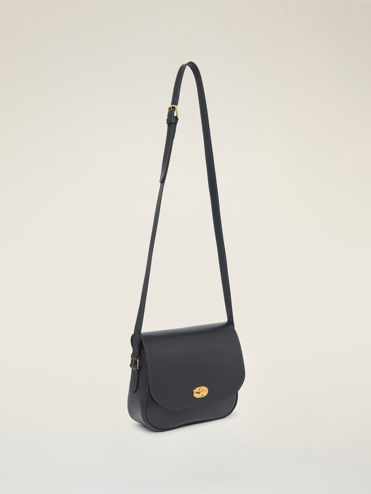 Tusting Darcy Leather Cross-Body Saddlebag Handbag, Made in England