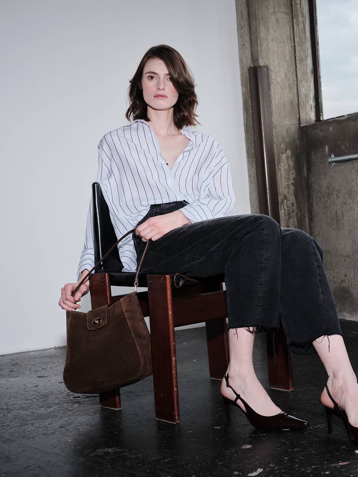 Tusting Hazel Leather Hobo-Style Slouch Shoulder Bag