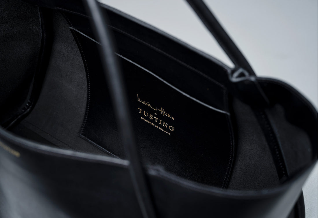India Hicks + Tusting Salome Black Leather Clutch Bag