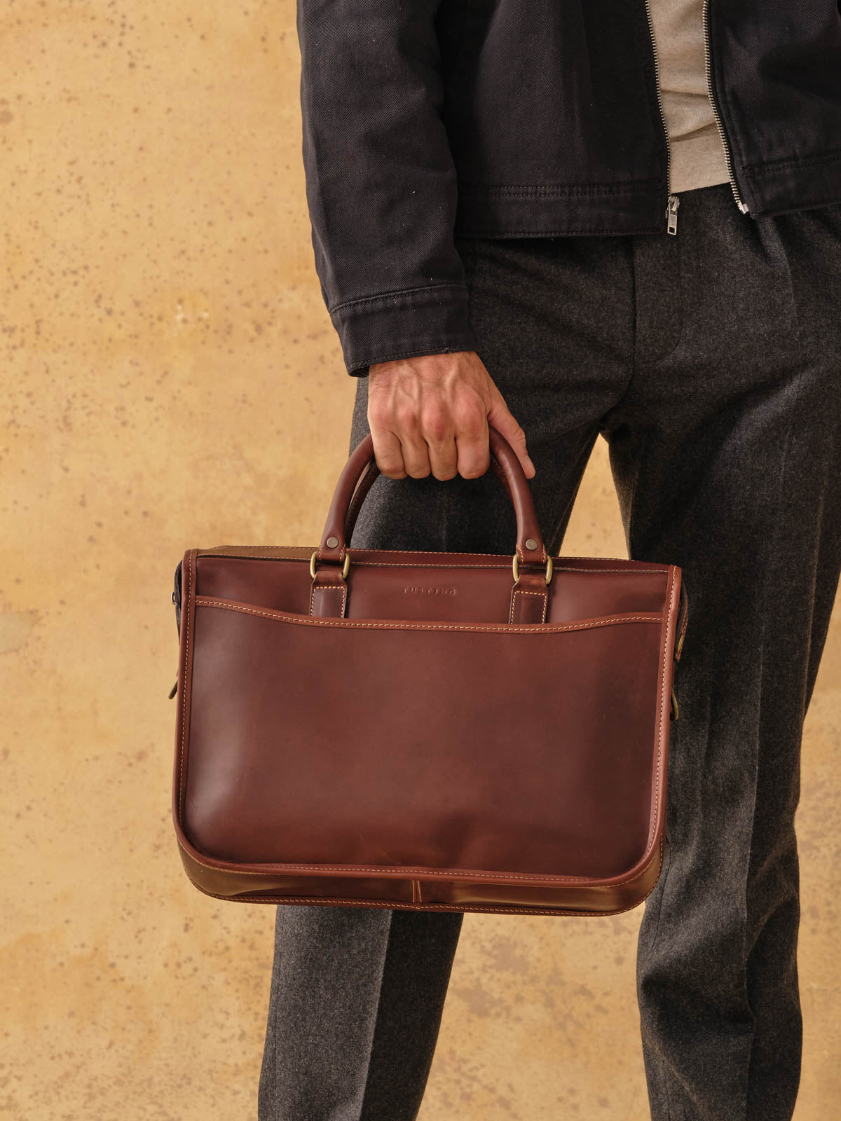 Tusting Marston Leather Zip-Top Briefcase - Small