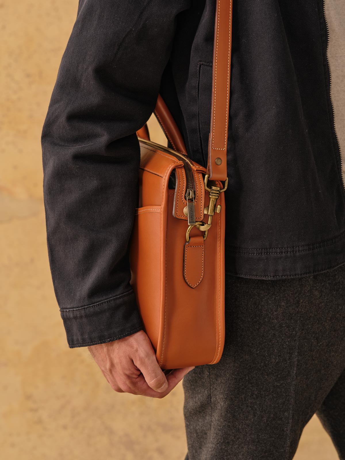 Tusting Marston Leather Zip-Top Briefcase - Small