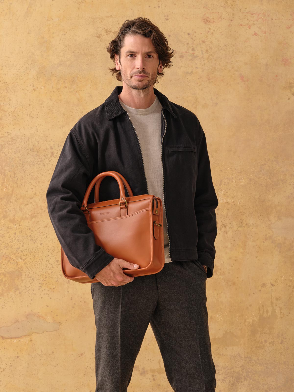 Tusting Marston Leather Zip-Top Briefcase - Small