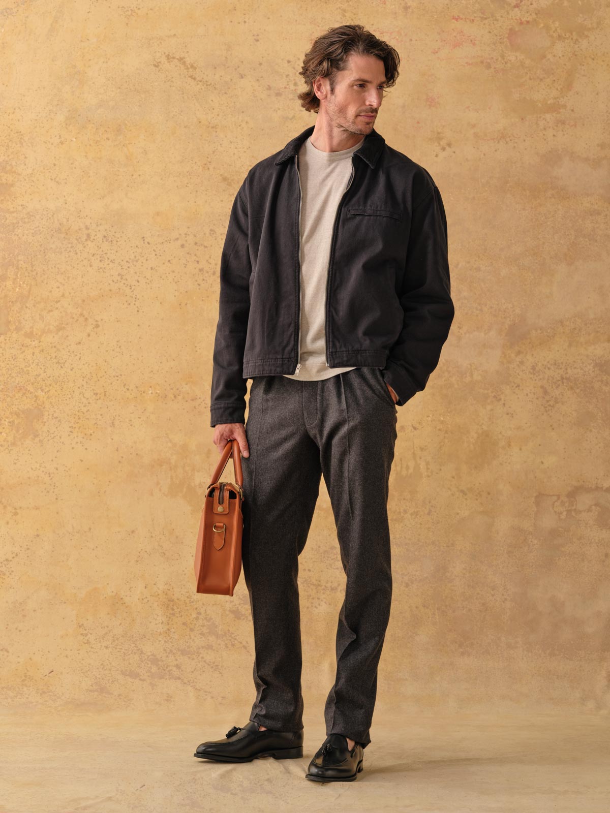Tusting Marston Leather Zip-Top Briefcase - Small