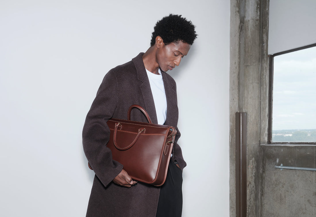 Tusting Marston Leather Ziptop Briefcase - Large