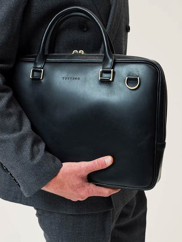 Fenchurch - Slim Leather Laptop Briefcase, Made in England by Tusting