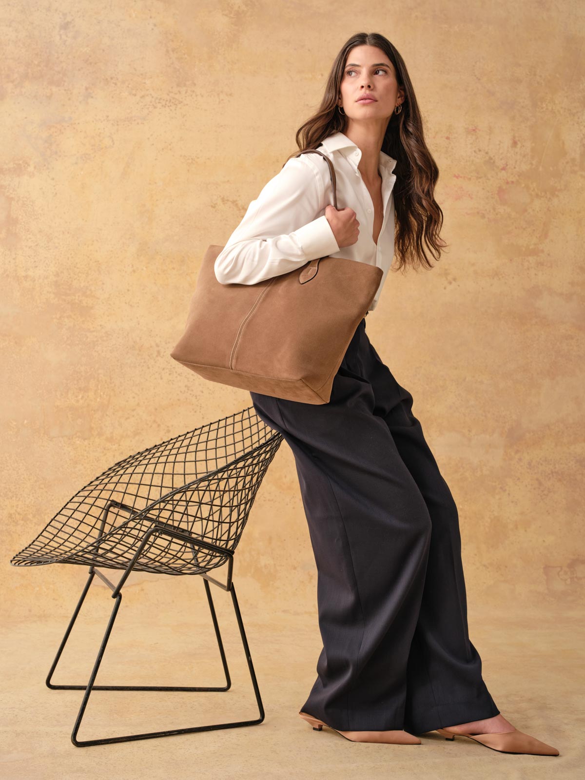 Tusting Alice Suede Leather Soft Tote Bag