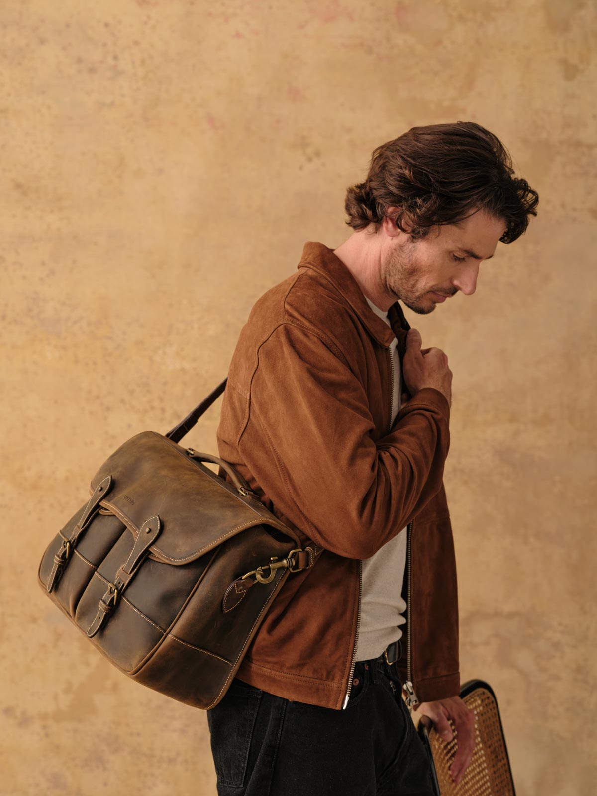 Leather Clipper - Large Leather Satchel Briefcase by Tusting