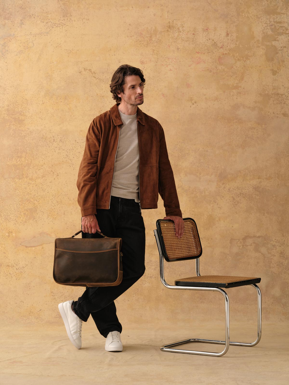 Leather Clipper - Large Leather Satchel Briefcase by Tusting