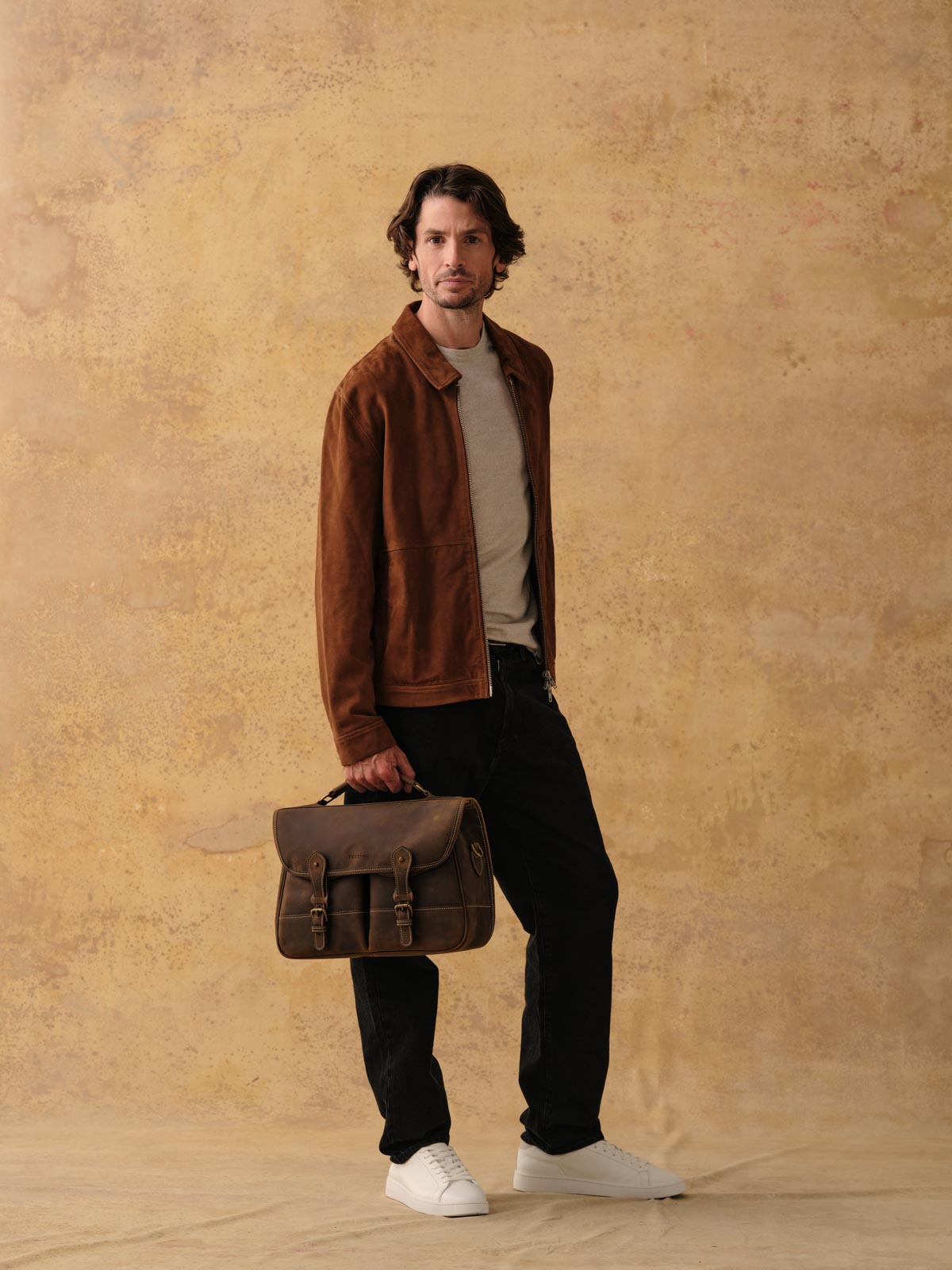 Leather Clipper - Small Leather Satchel Briefcase by Tusting