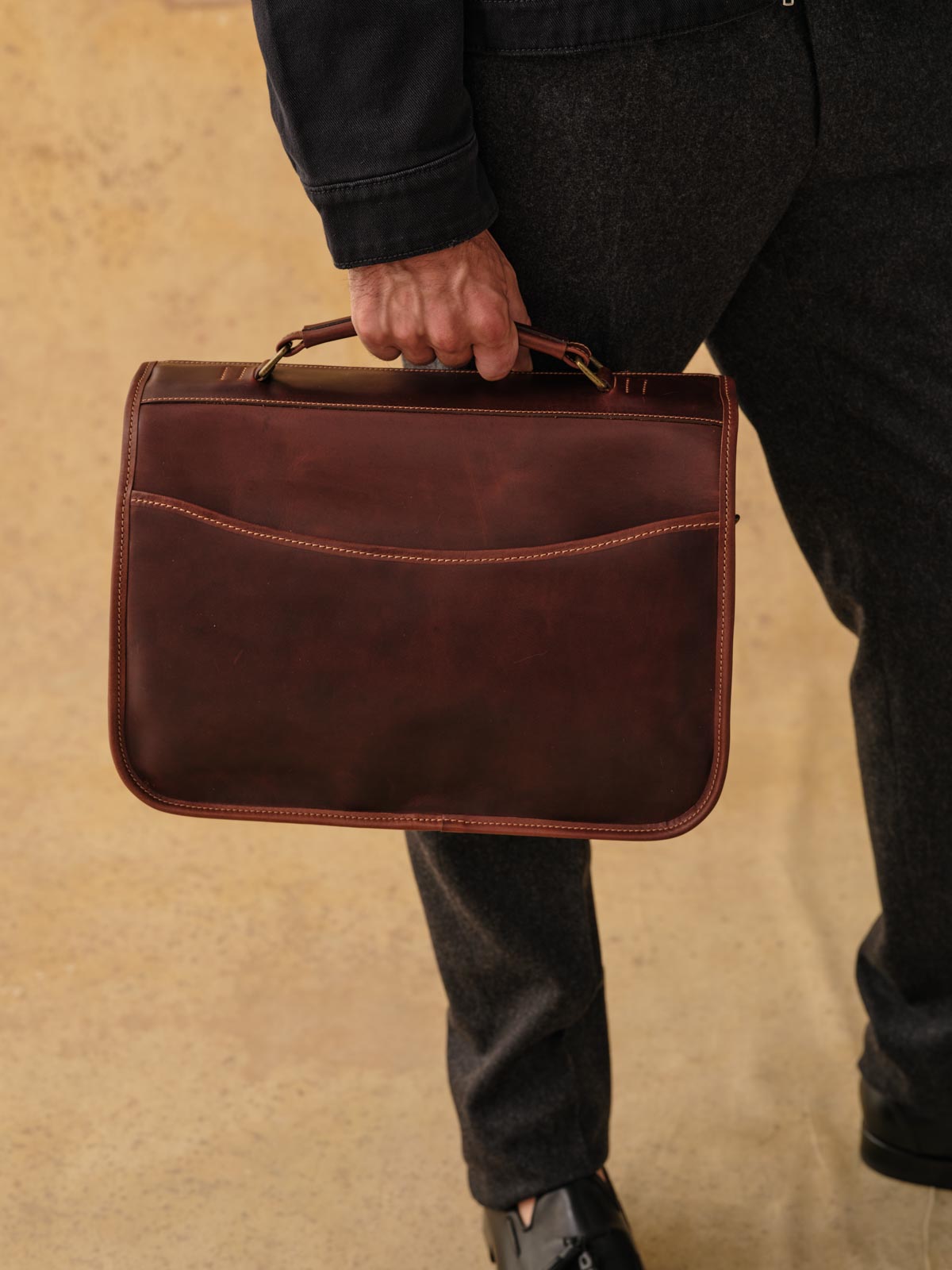 Leather Clipper - Small Leather Satchel Briefcase by Tusting
