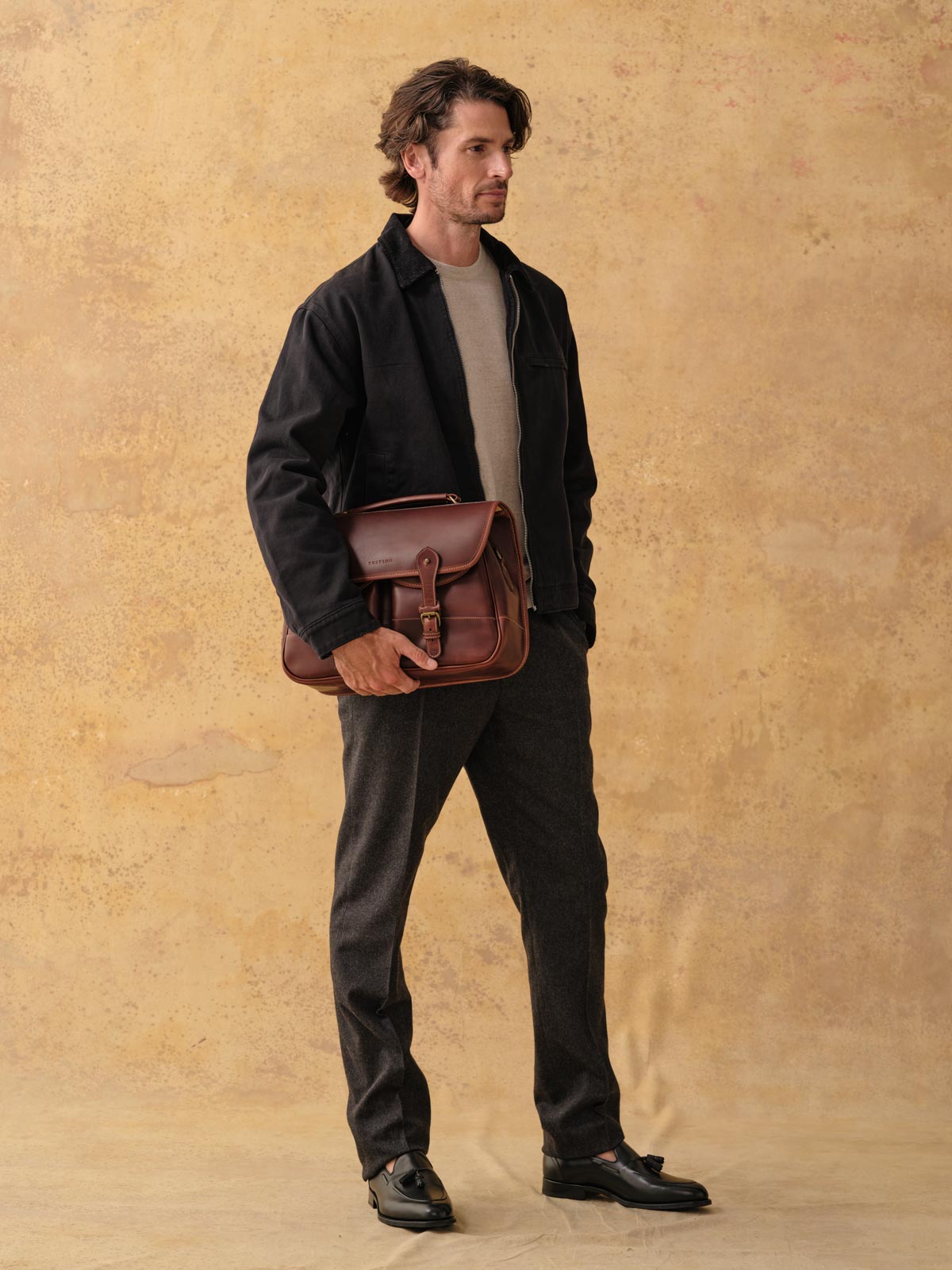 Leather Clipper - Small Leather Satchel Briefcase by Tusting