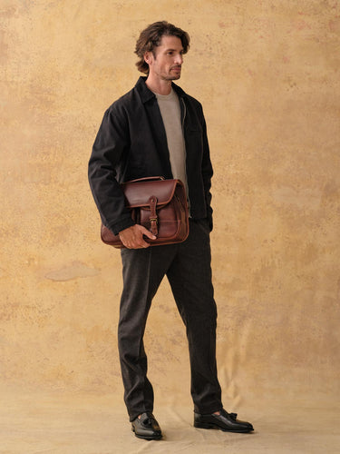 Leather Clipper - Small Leather Satchel Briefcase by Tusting