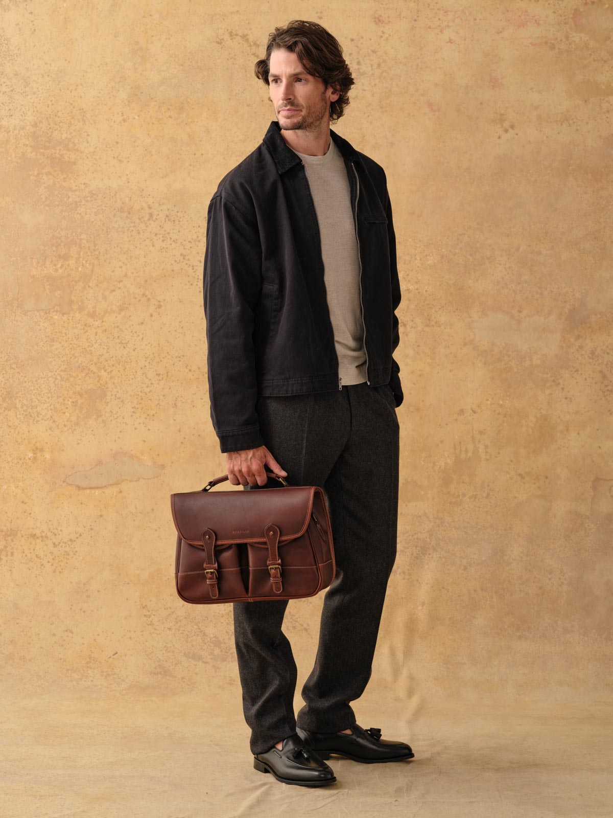 Leather Clipper - Small Leather Satchel Briefcase by Tusting