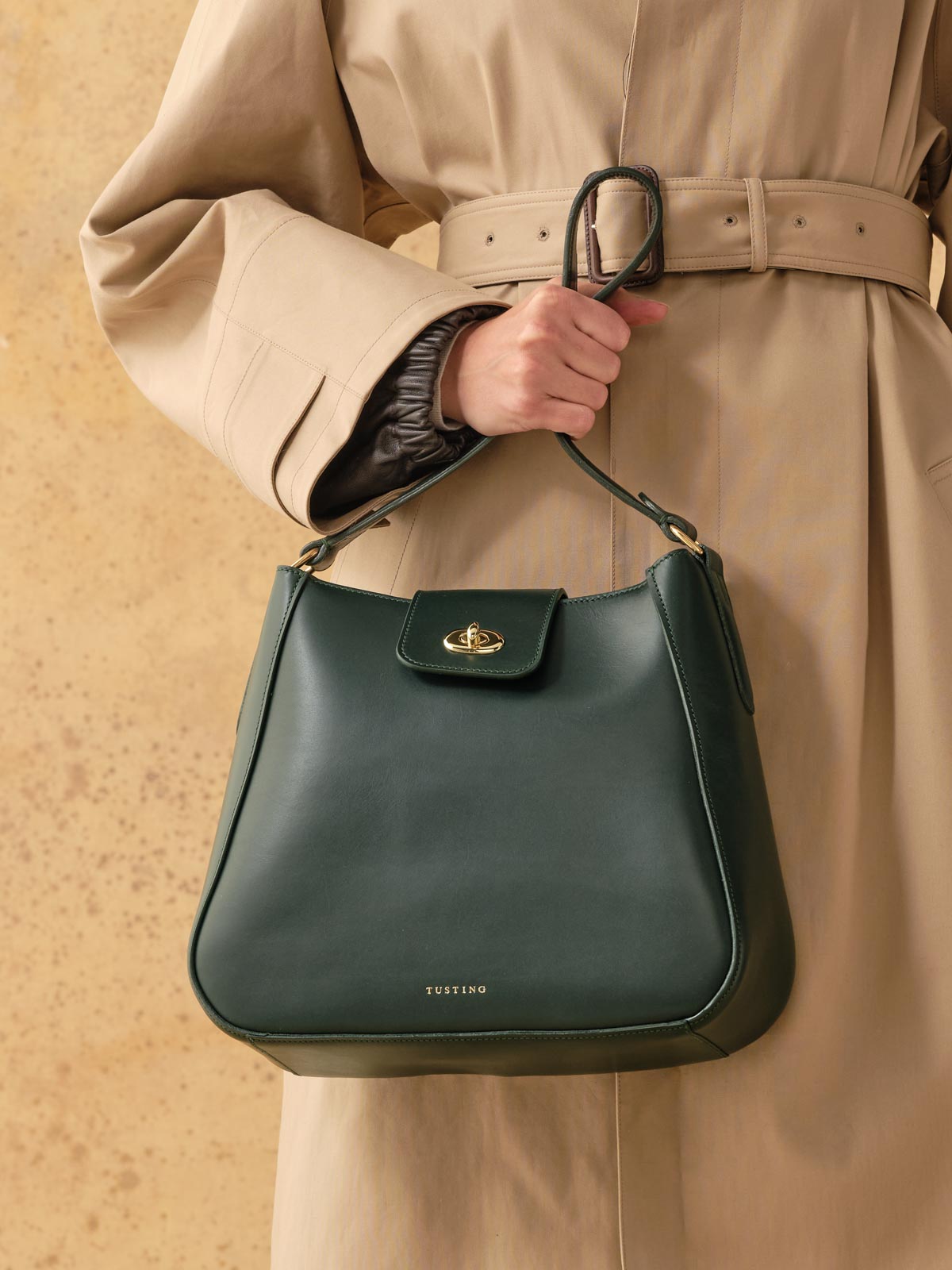 Tusting Hazel Leather Hobo Curved Shoulder Bag