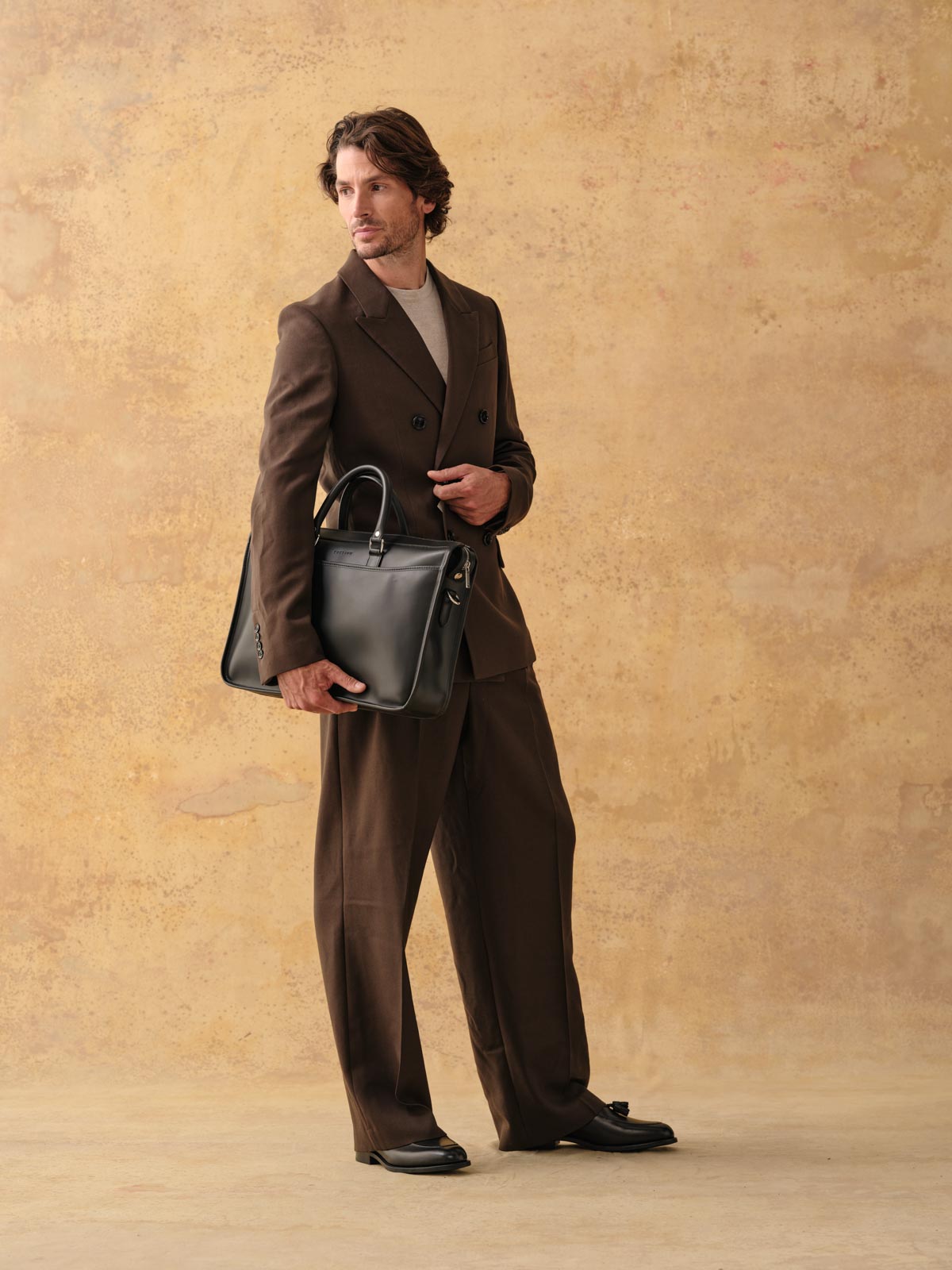 Tusting Marston Leather Ziptop Briefcase - Large