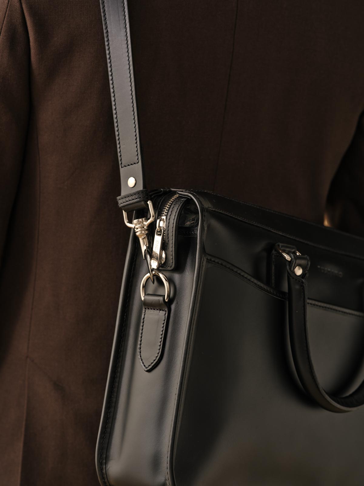 Tusting Marston Leather Zip-Top Briefcase - Small