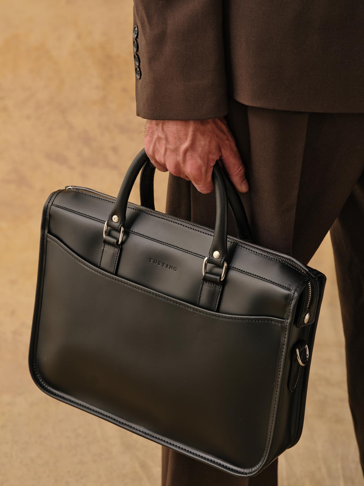 Tusting Marston Leather Zip-Top Briefcase - Small