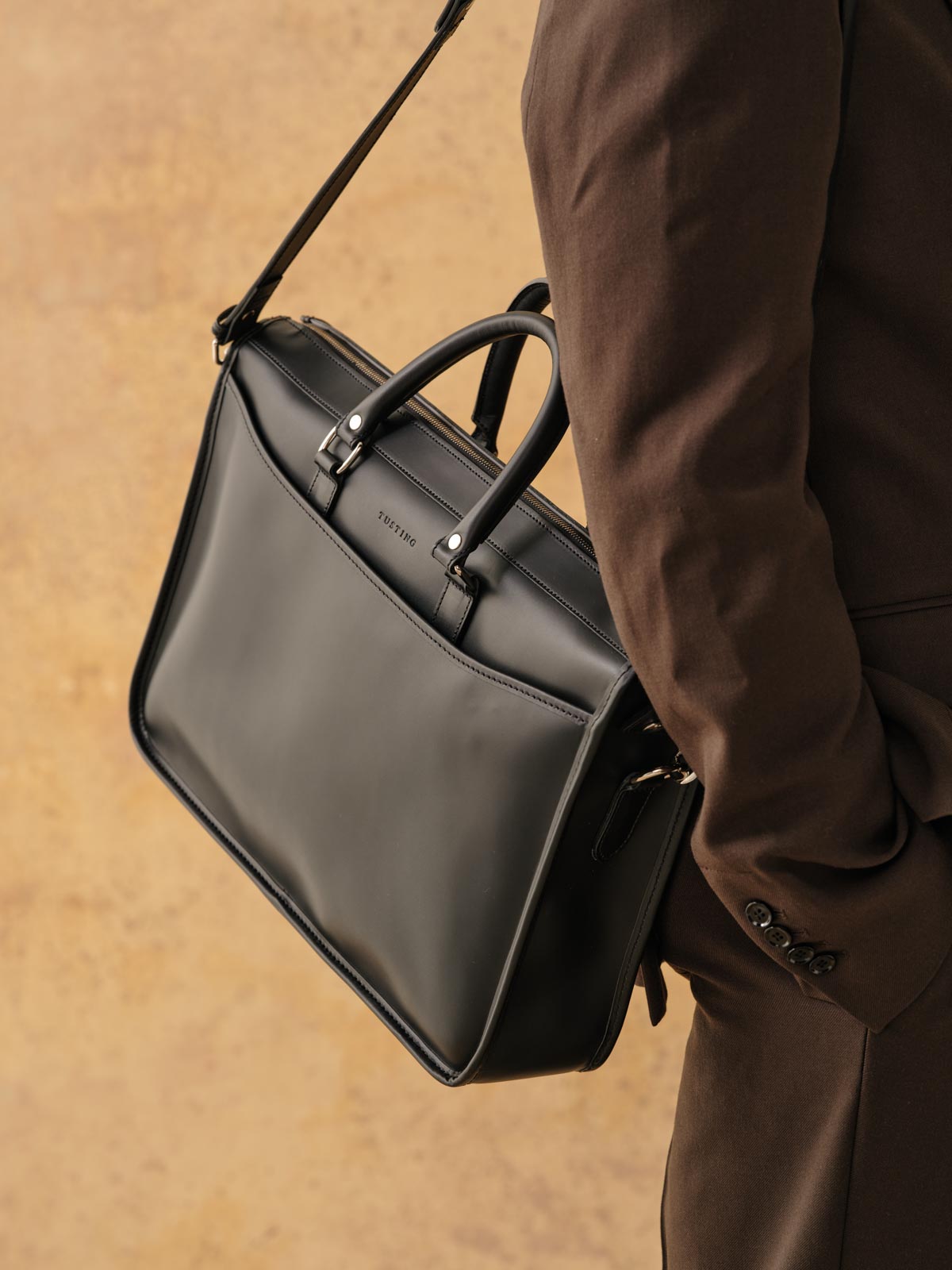 Tusting Marston Leather Zip-Top Briefcase - Small