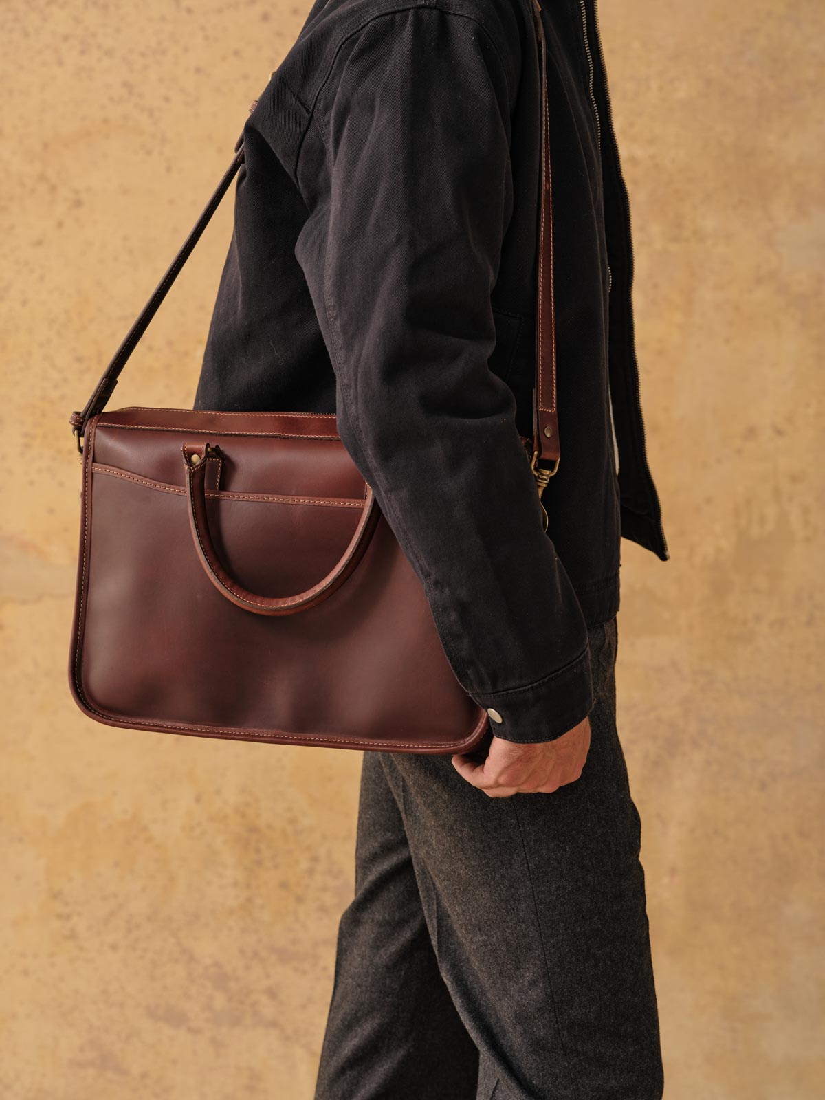 Tusting Marston Leather Zip-Top Briefcase - Small